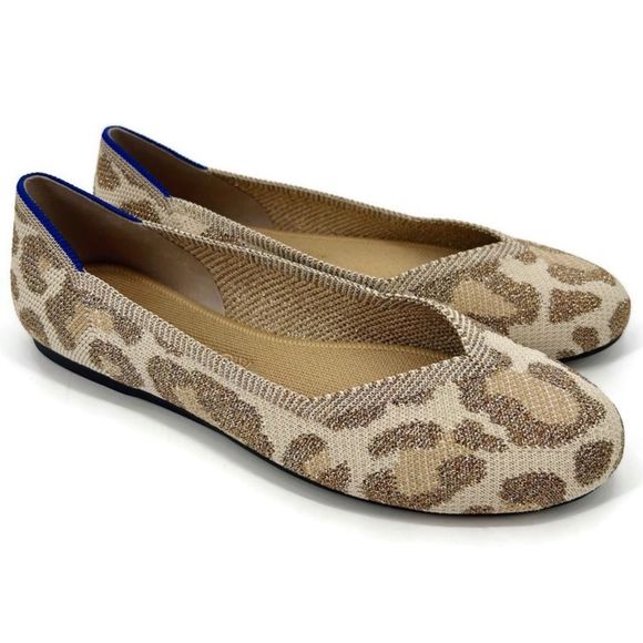 Rothy's | Shoes | Nwt Rothys Shimmer Cat The Flats Metallic Leopard ...